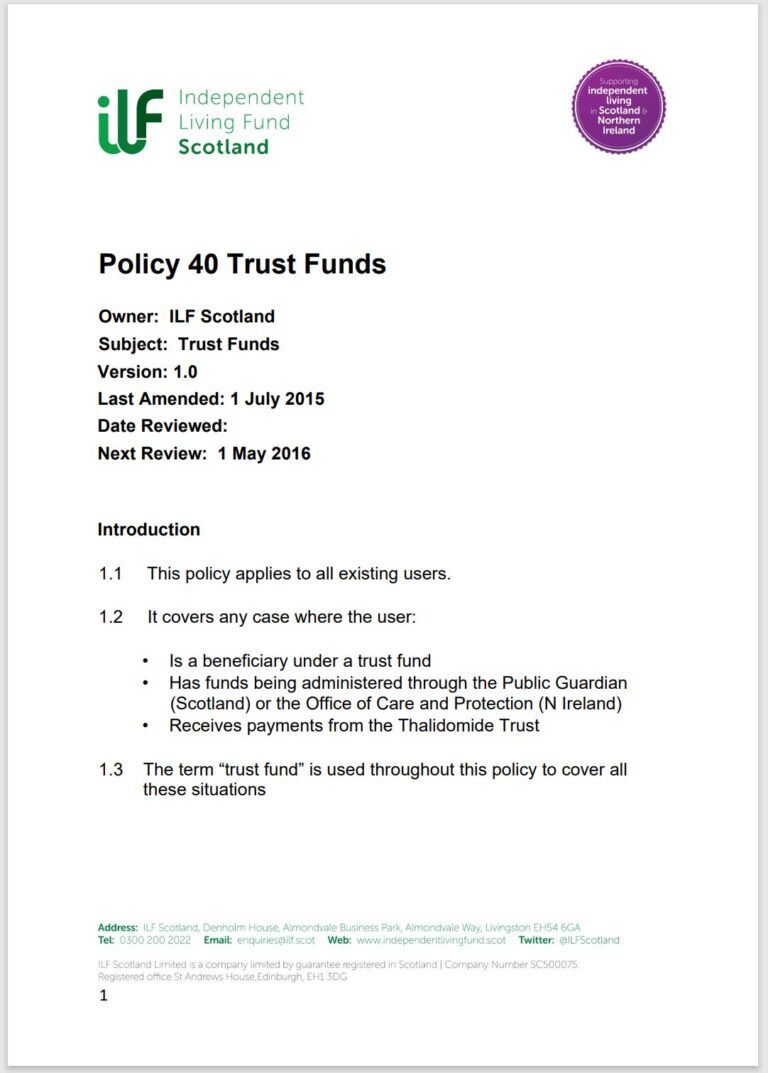 Policy 40 - Trust Funds | ILF Scotland