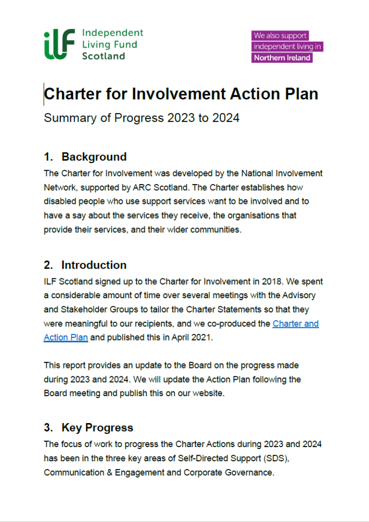 Charter for Involvement Action Plan Update Summary 2023 to 2024 | ILF ...