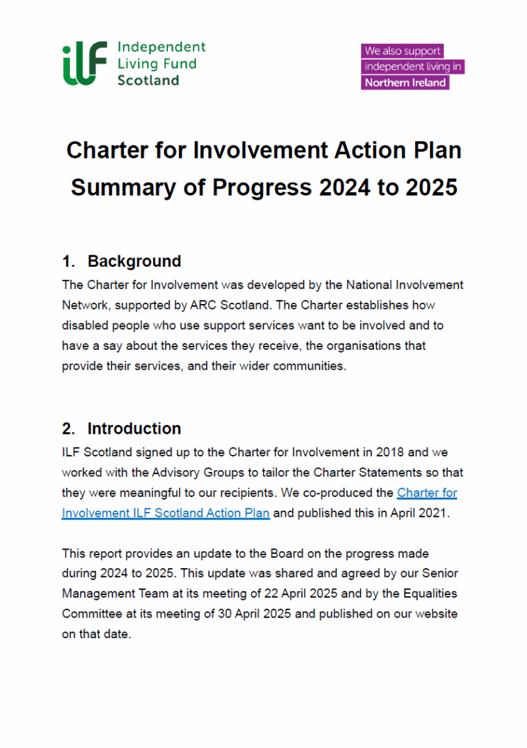 Charter for Involvement Action Plan Update Summary 2024 to 2025 | ILF ...