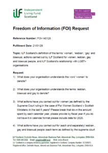 FOI-140126 - Definition of Woman | ILF Scotland